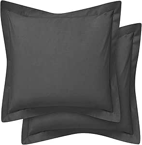 Amazon.com: Cotton Metrics Heavy Quality European Square Pillow Shams Set of 2 Grey 600TC 100% ...