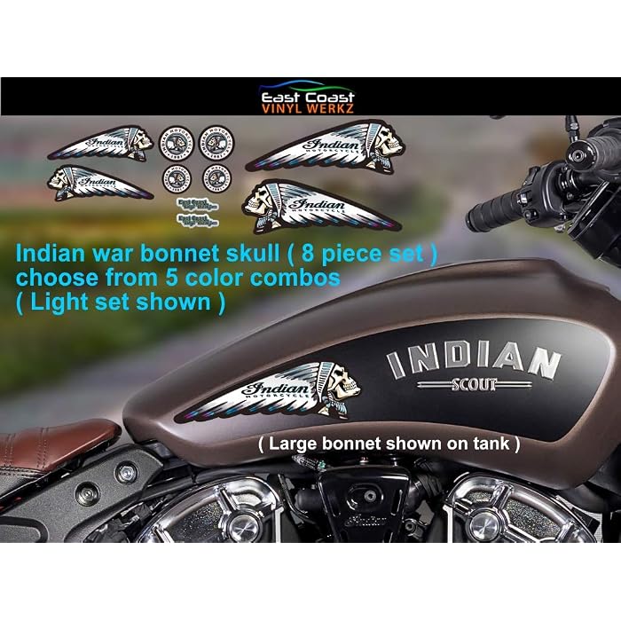 Buy Indian Skull Vinyl Decals 8 pc Set - Pick from 5 Color Choices ...