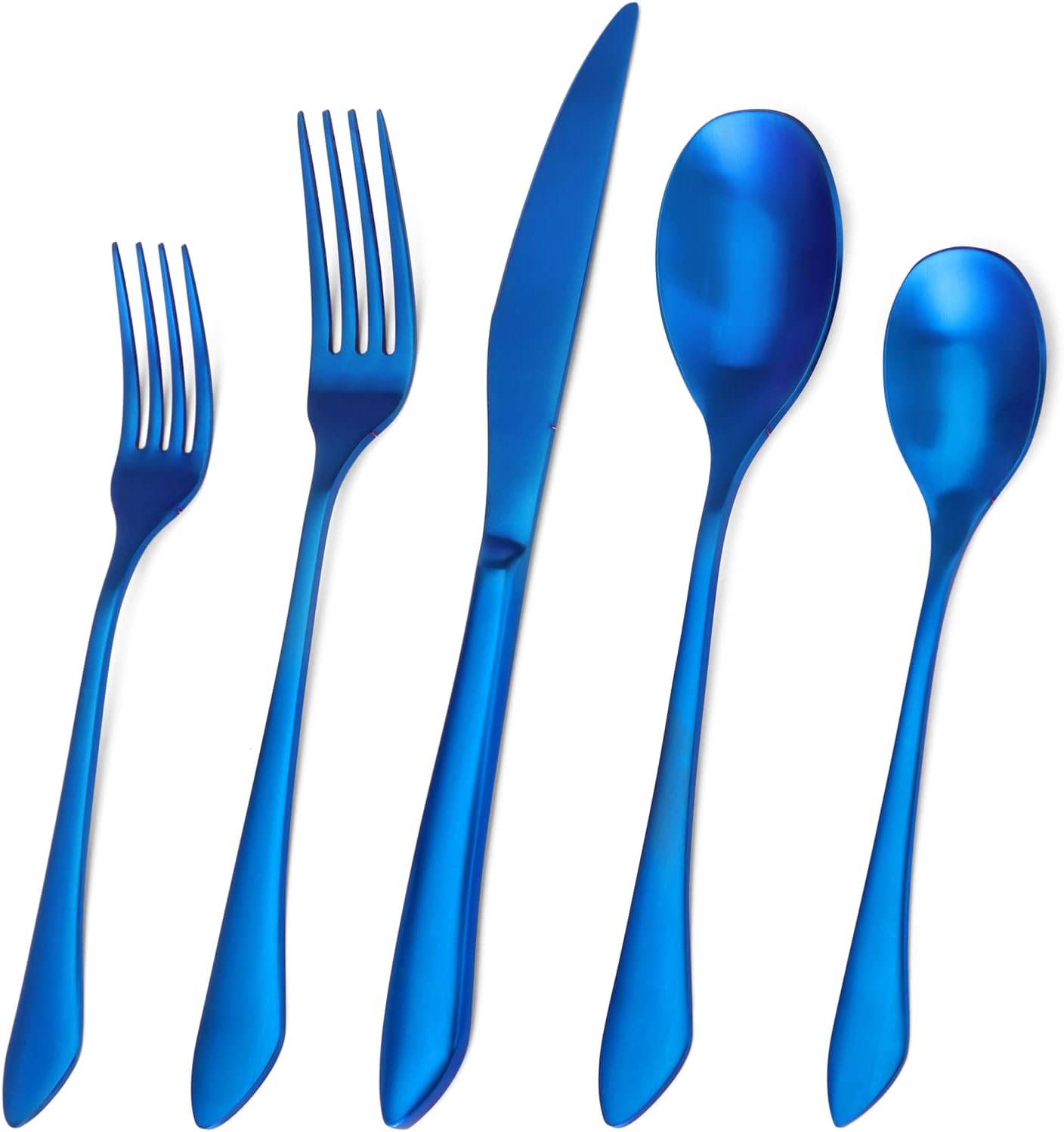 Amazon.com | Uniturcky Luxury 18/10 Stainless Steel Matte Blue Flatware ...