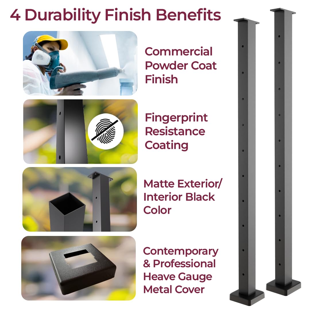 Snapklik.com : CHR Fence & Rail Cable Railing Post Set, 2pcs Black ...