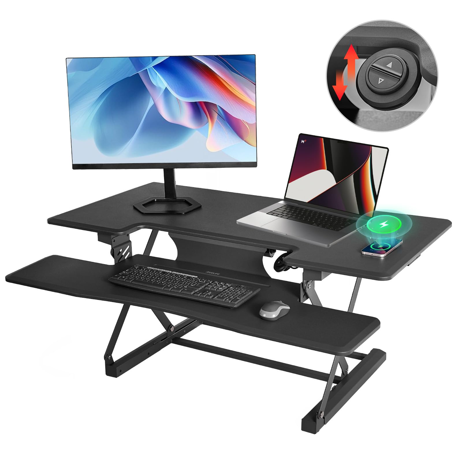 Amazon.com: Redlife Electric Standing Desk Converter, Sit Stand Desk ...