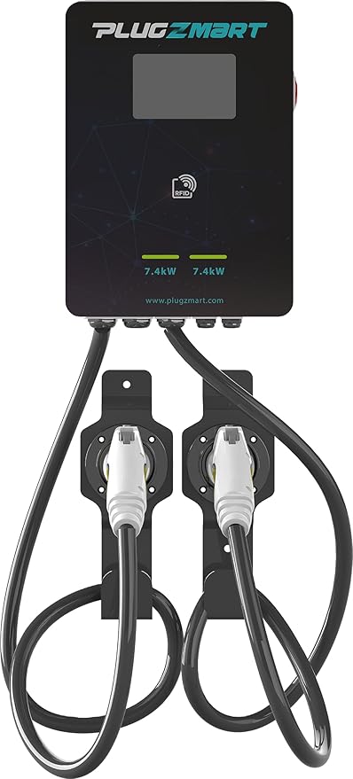 PLUGZMART EV/Electric Vehicle Dual Socket AC 7.4 kW Charger with 2 ...