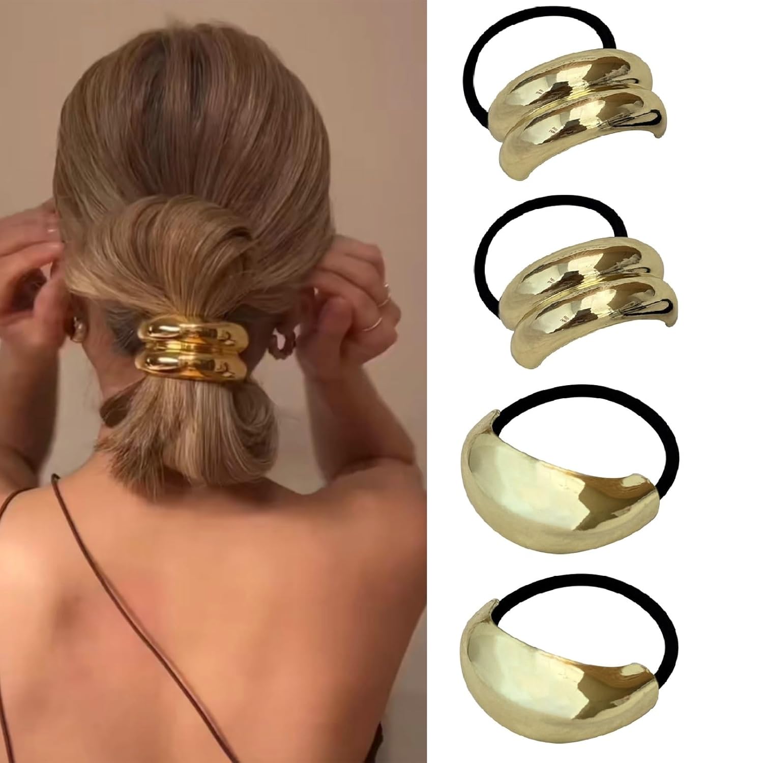 Amazon.com : papasgix Metal Hair Ties, Metal Geometric Elastic Hair ...