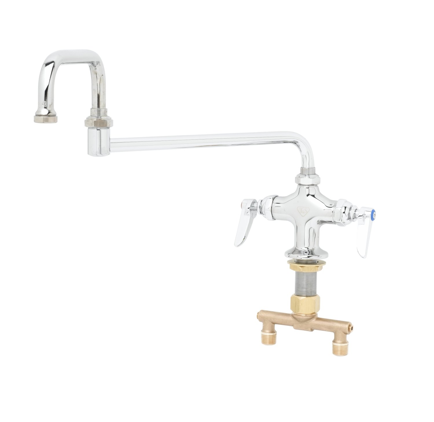 T&S Brass B-0250 Double Pantry Faucet, Single Hole Base, 4-Inch ...
