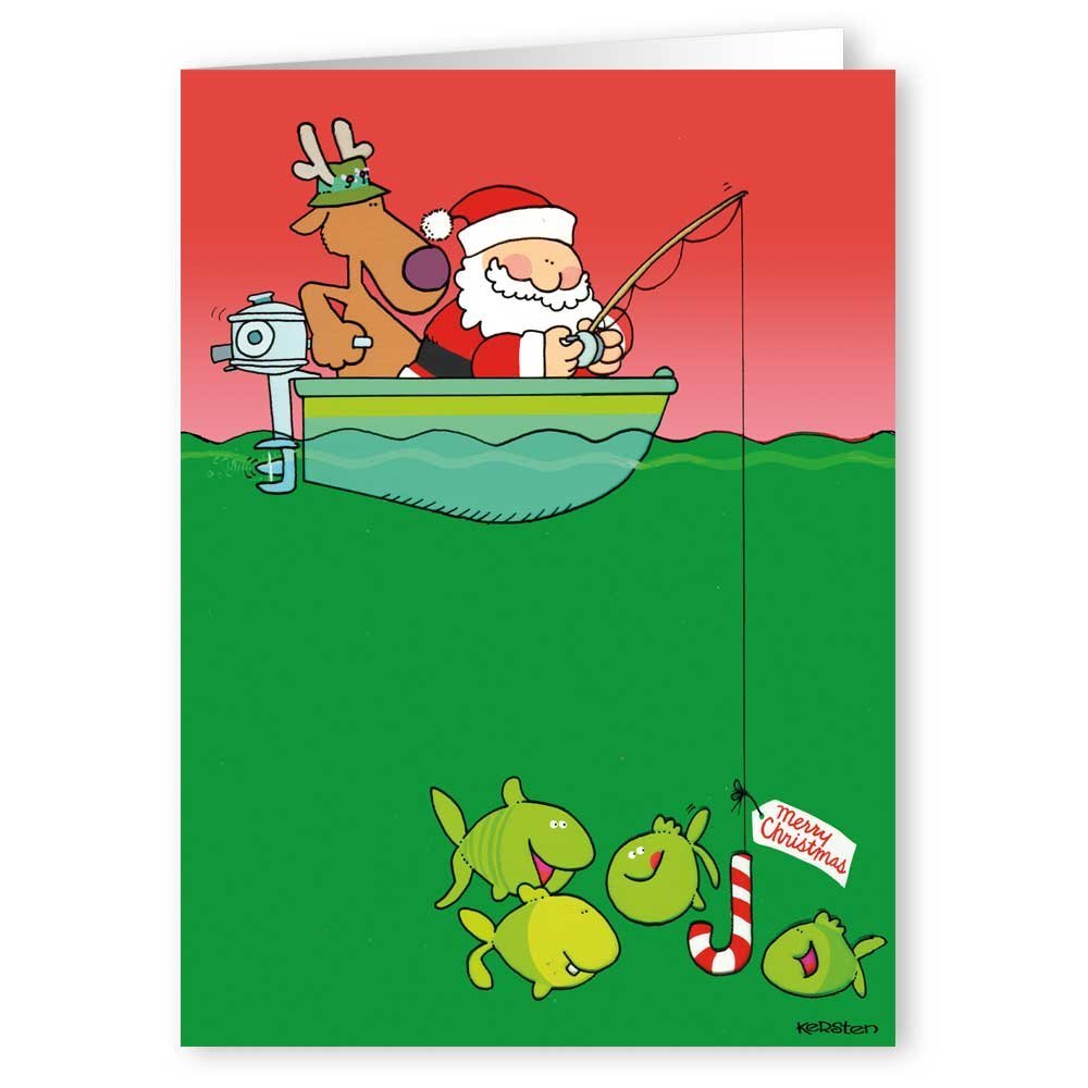 Amazon.com: Stonehouse Collection - Fishing Theme Christmas Card- 18 ...