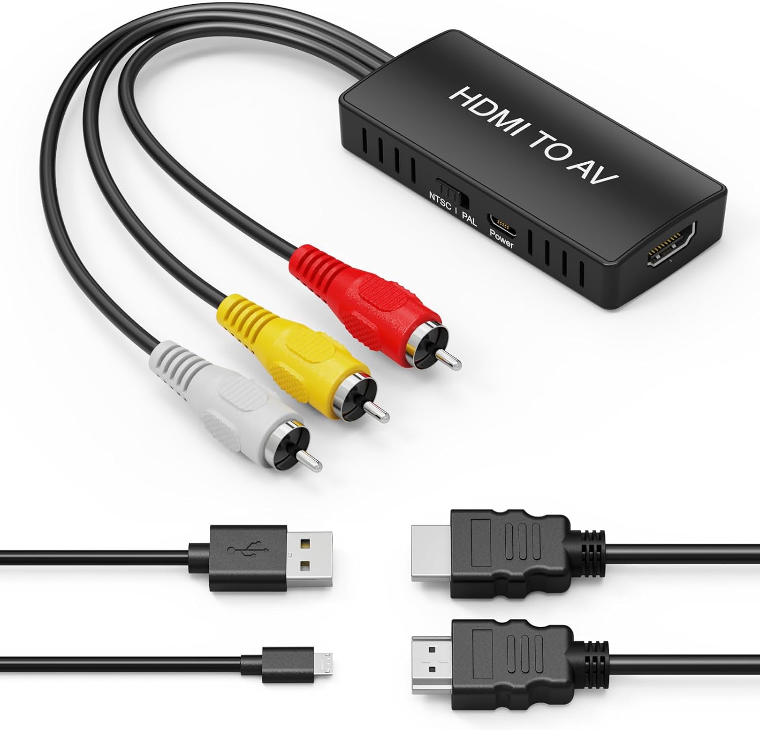 HDMI to RCA Converter, HDMI to AV Adapter for Old TV, HDMI RCA Composite Video Converter ...