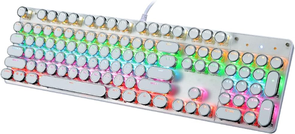 Amazon.com: CPAROPAO Typewriter Mechanical Keyboard Blue Switch RGB ...