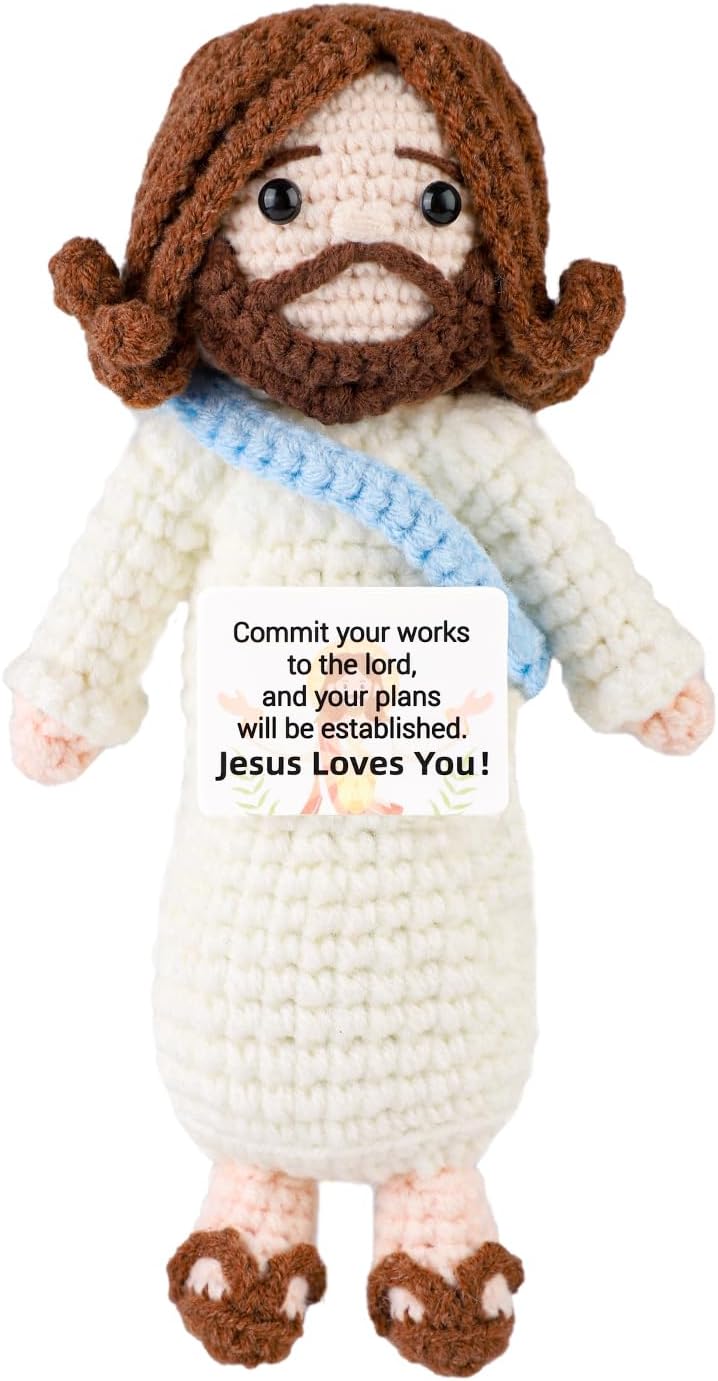 Amazon.com: Positive Jesus, Emotional Support Doll Crochet Jesus ...