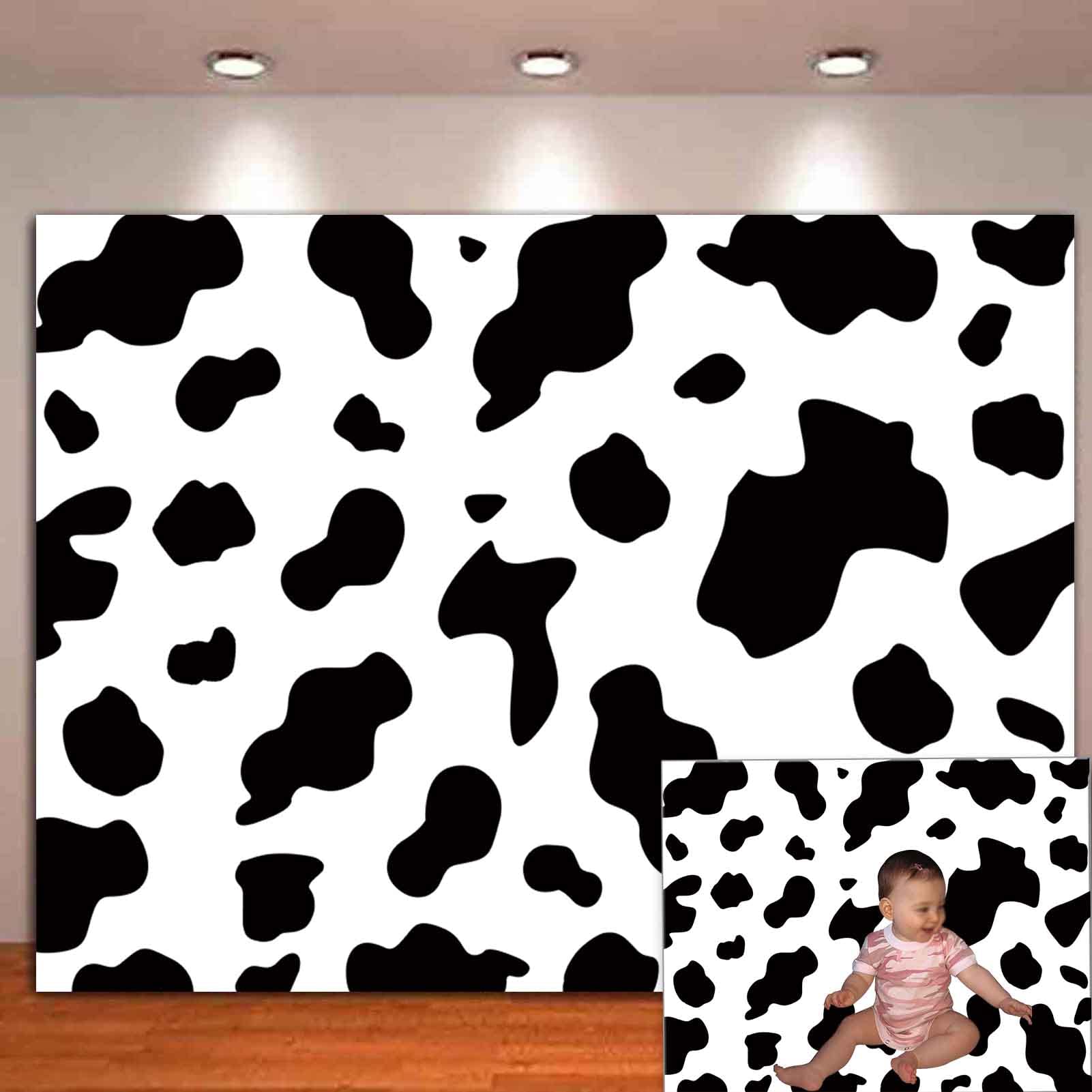 Buy 8x6FT Soft Fabric/Polyester Cow Party Photography Backdrops Black ...