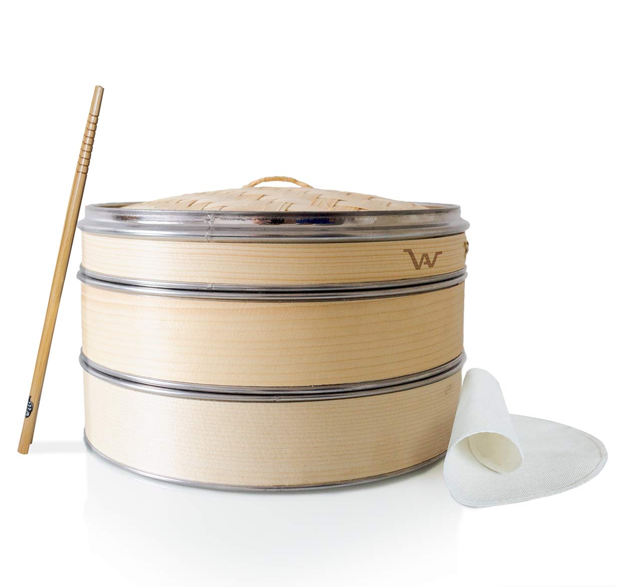 AW - Bamboo Steamer Basket 10 Inch - Natural Bamboo Dumpling Steamer ...