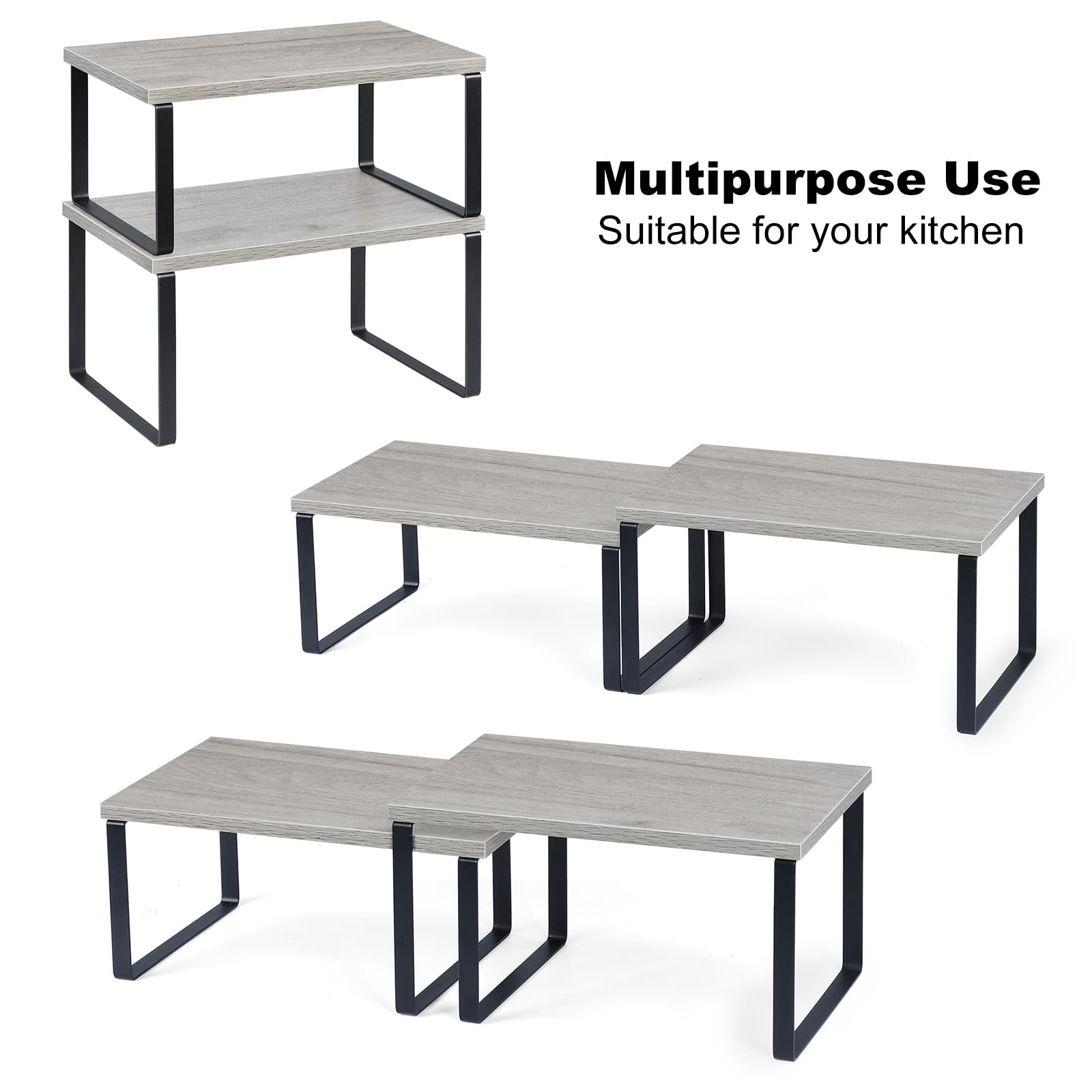 Snapklik.com : Kitchen Cabinet And Counter Shelf Organizer, Shelf Riser ...