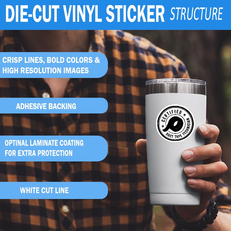 Certified Duct Tape Technician Sticker, Funny Hard Hat Sticker, Caution ...