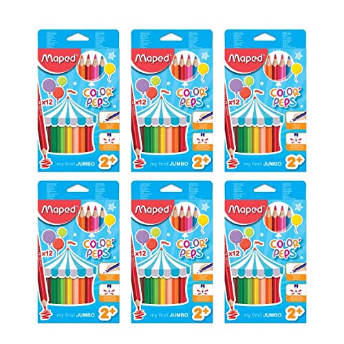 Amazon.com: 6 Packs of Jumbo Colored Pencils- 12 Pencils per Pack ...