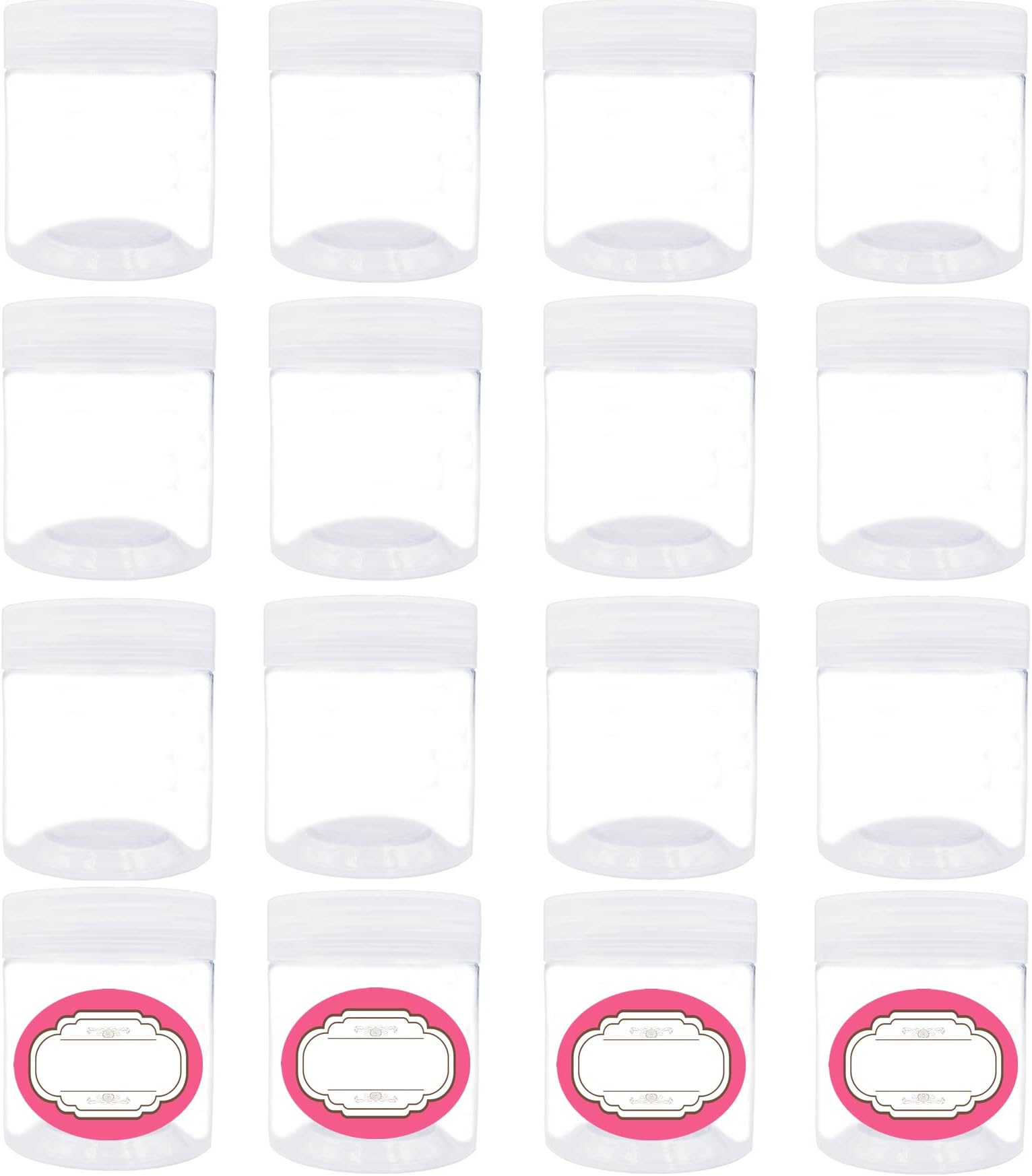 Amazon.com: LEXININ 65 Pack 4 oz Clear Plastic Jars with Black Lids ...