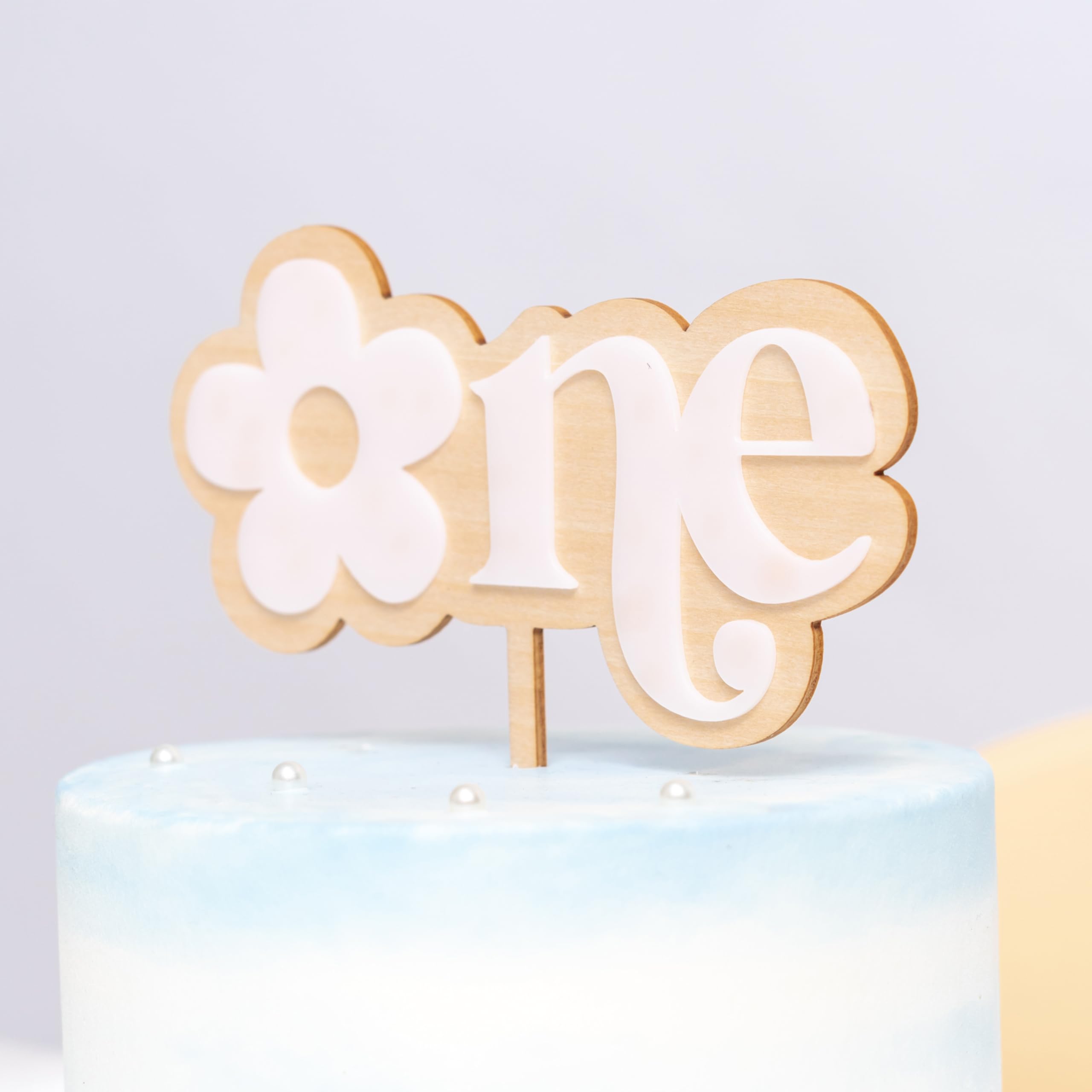 Amazon.com: CANTLY Wooden Daisy One Cake Topper for 1st Birthday,Daisy ...