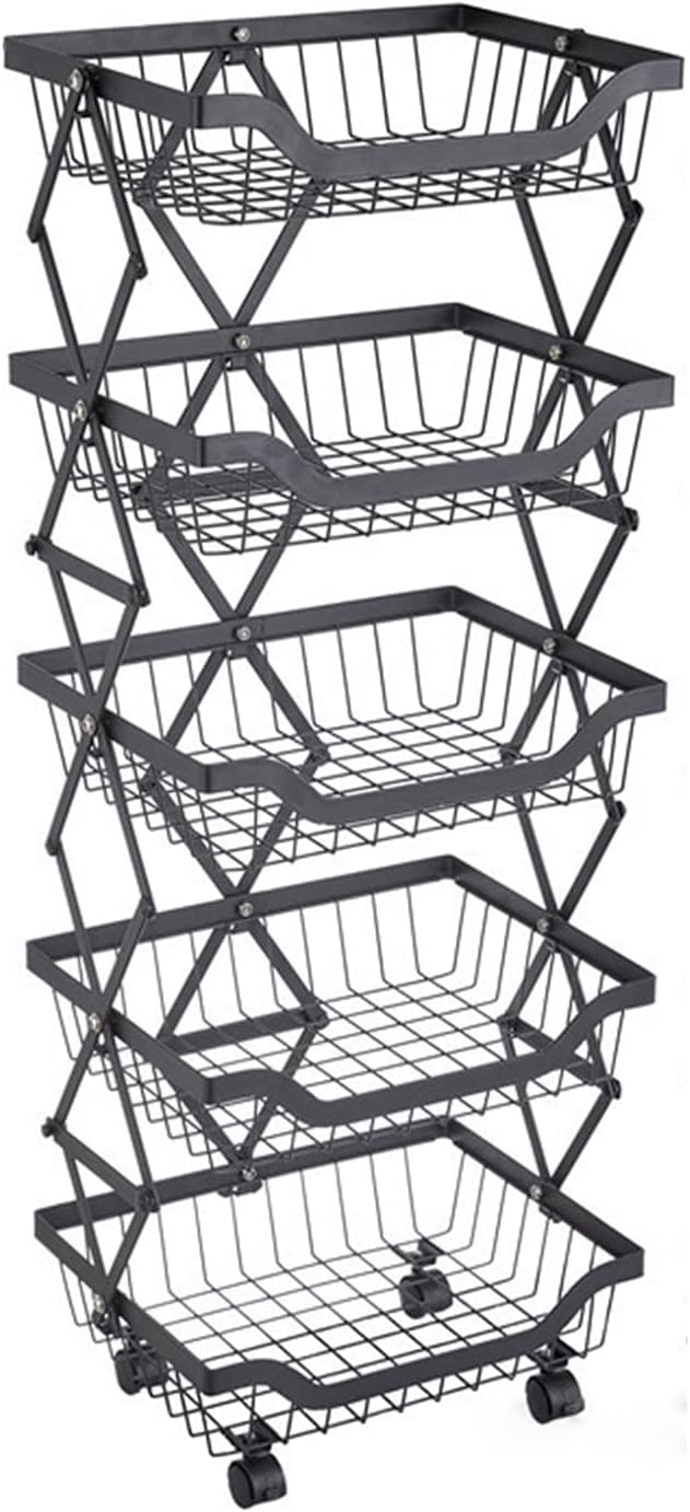 Amazon.com: SUNESA Kitchen Storage Cart Foldable Kitchen Rack Floor ...