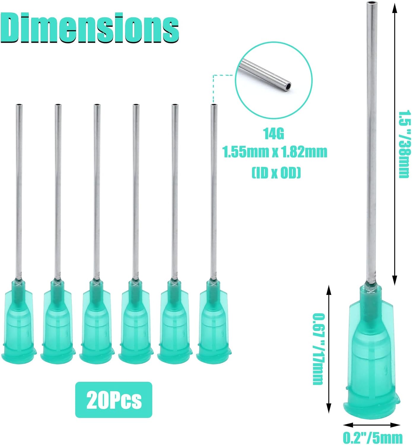 Zorveiio 20 Pack 20Ga 1.5 Inch Blunt Tip Dispensing Neddle,Pink Plastic Syringe Blunt Tip Neddle ...