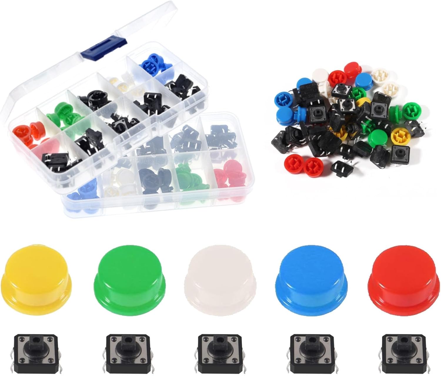 Amazon.com: WZNTPJS 50 Pcs Breadboard Buttons Tactile Push Button Kit ...
