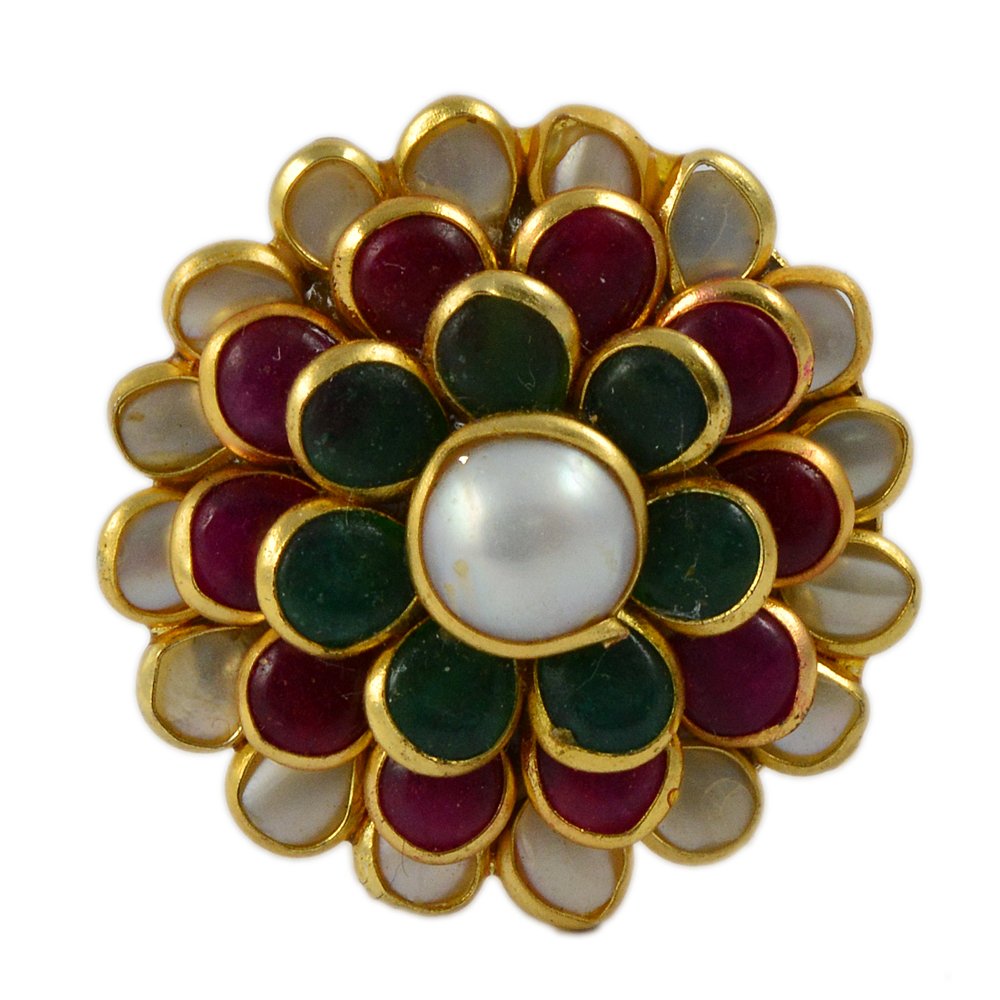 Buy Manirathnum Metal base Pachi work work with Peral Ring at Amazon.in