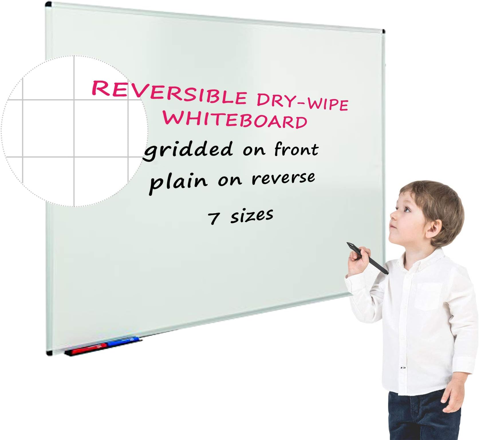 Wonderwall Drywipe Non-Magnetic Whiteboard 120 x 150 cm - Double-Sided ...