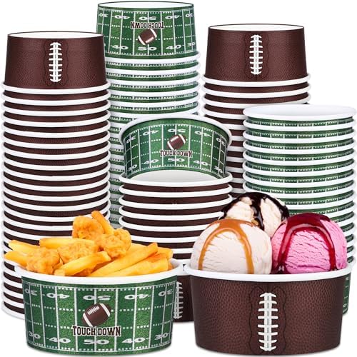 Amazon.com: 24 Set Football Bowls Football Snacks Paper Cups Football ...