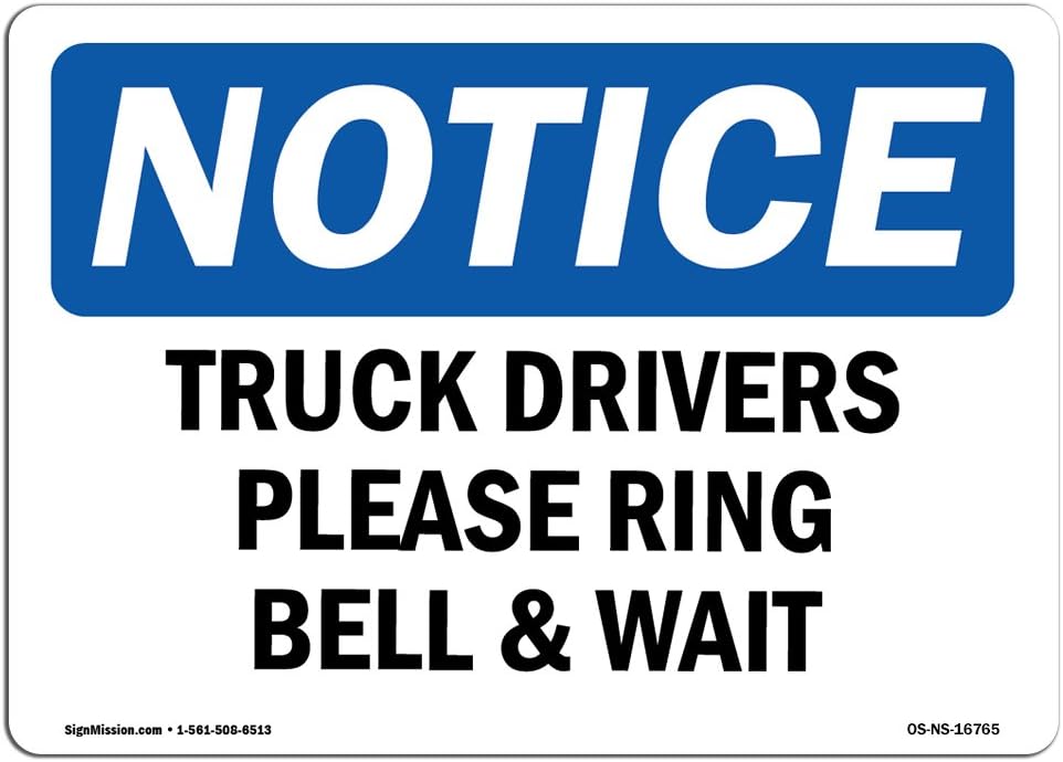 Amazon.com: OSHA Notice Sign - Notice Truck Drivers Please Ring Bell ...