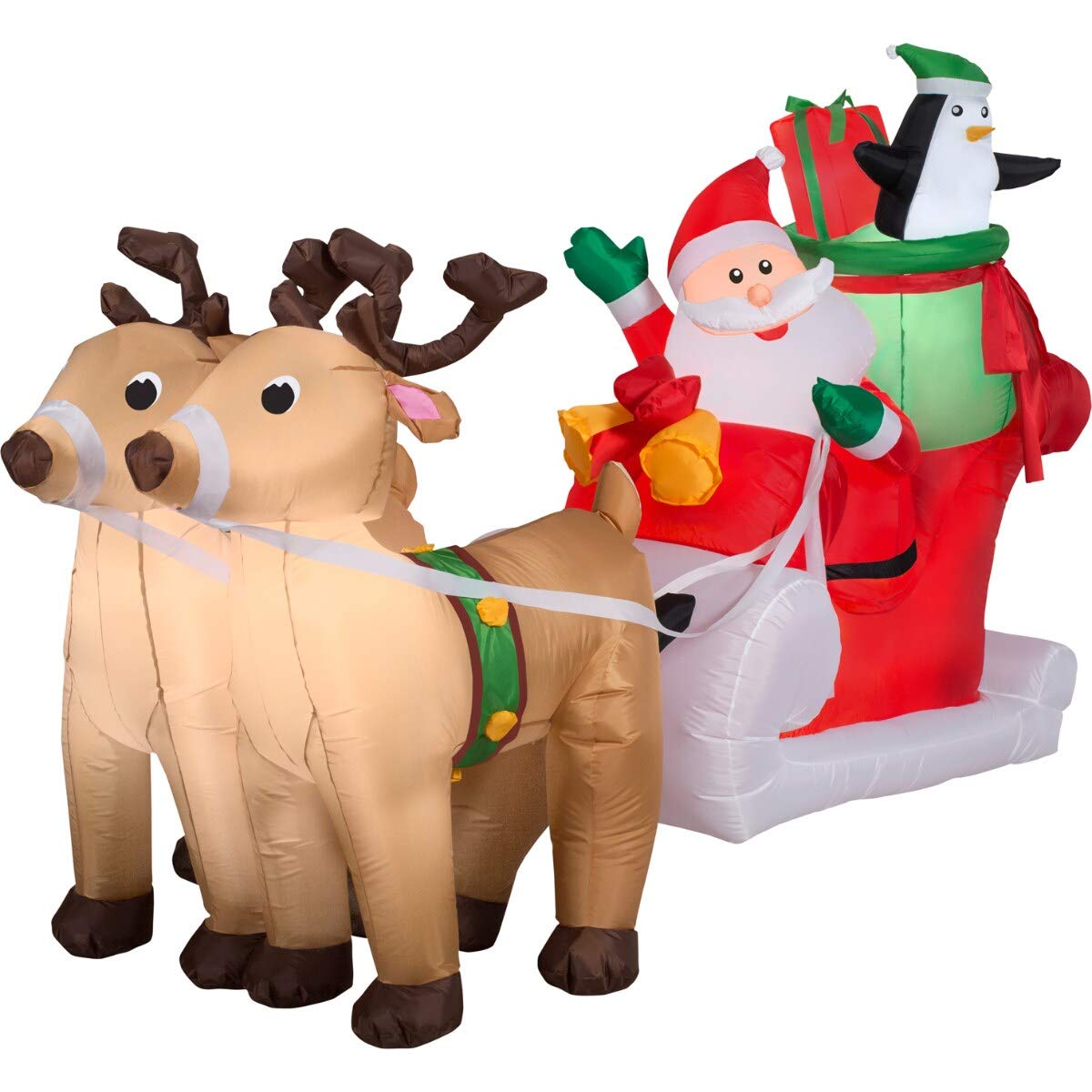 Gemmy 36855 Santa with Sleigh and Reindeer Christmas Inflatable 5 FT ...