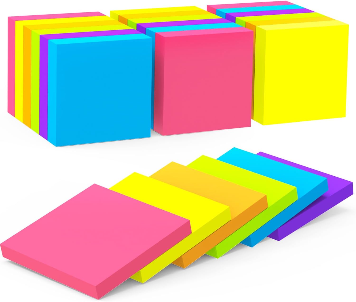 Amazon.com : Jiemay 3x3 Inch Sticky Notes 1008 Sheets - 18 Vibrant ...