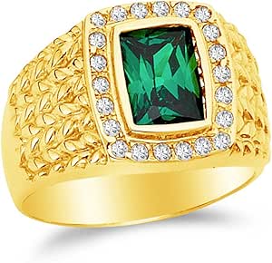 Amazon.com: Size - 12 - 14k Yellow Gold Men's Green Ring : Everything Else