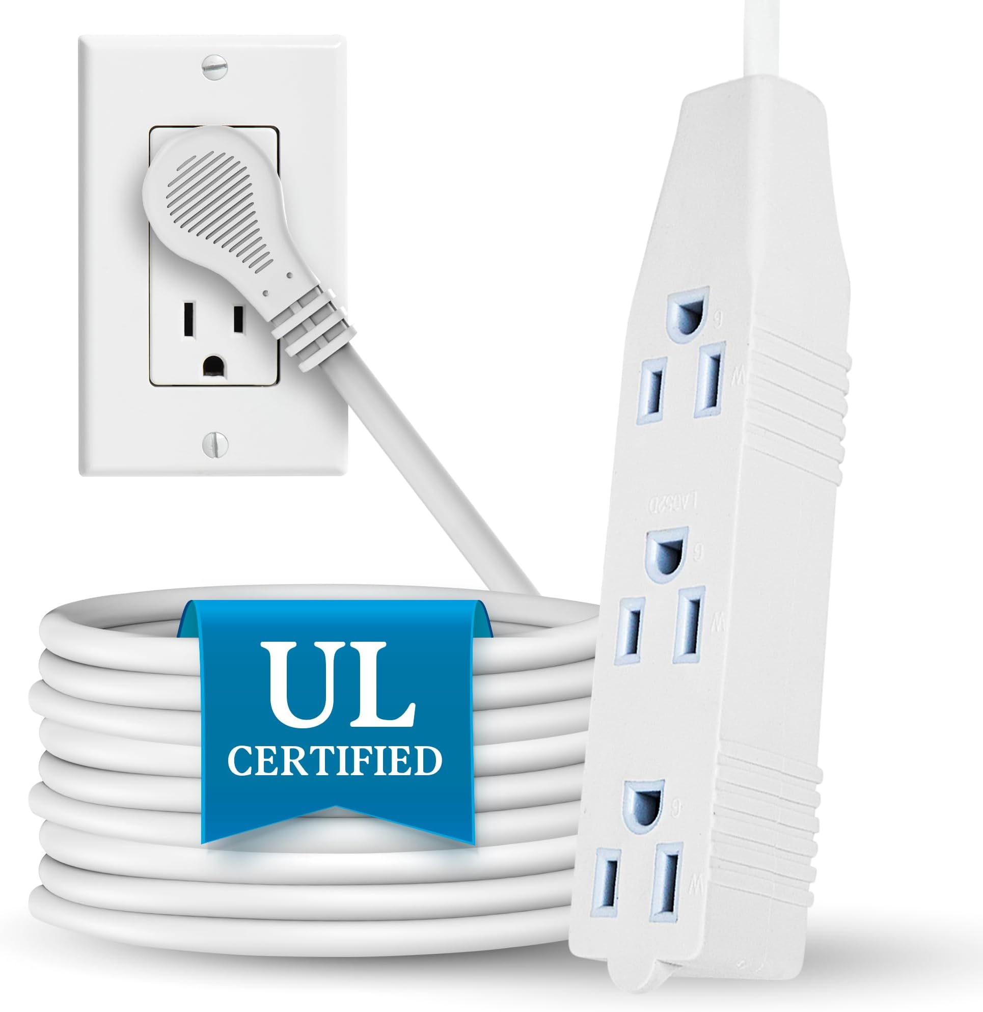 BindMaster 15 Feet Extension Cord/Wire, 3 Prong Grounded, 3 outlets ...