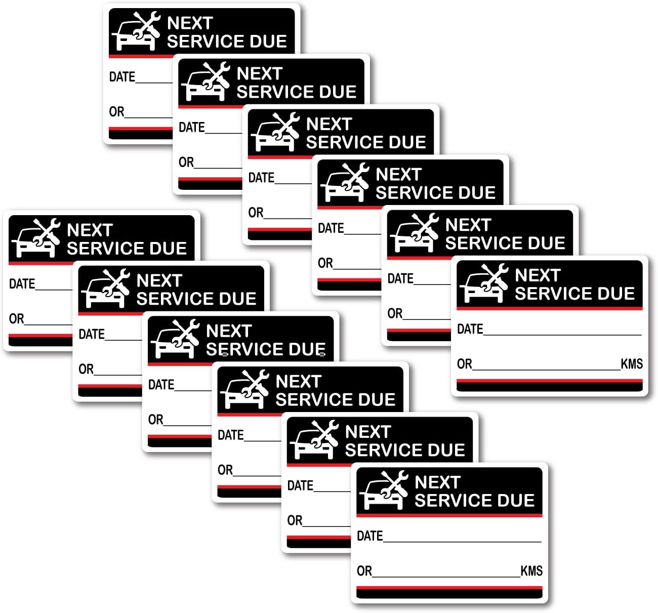 Service Due Stickers 12pk 70x50mm Quality Water/Fade Proof Vinyl ...