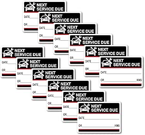 Service Due Stickers 12pk 70x50mm Quality Water/Fade Proof Vinyl ...