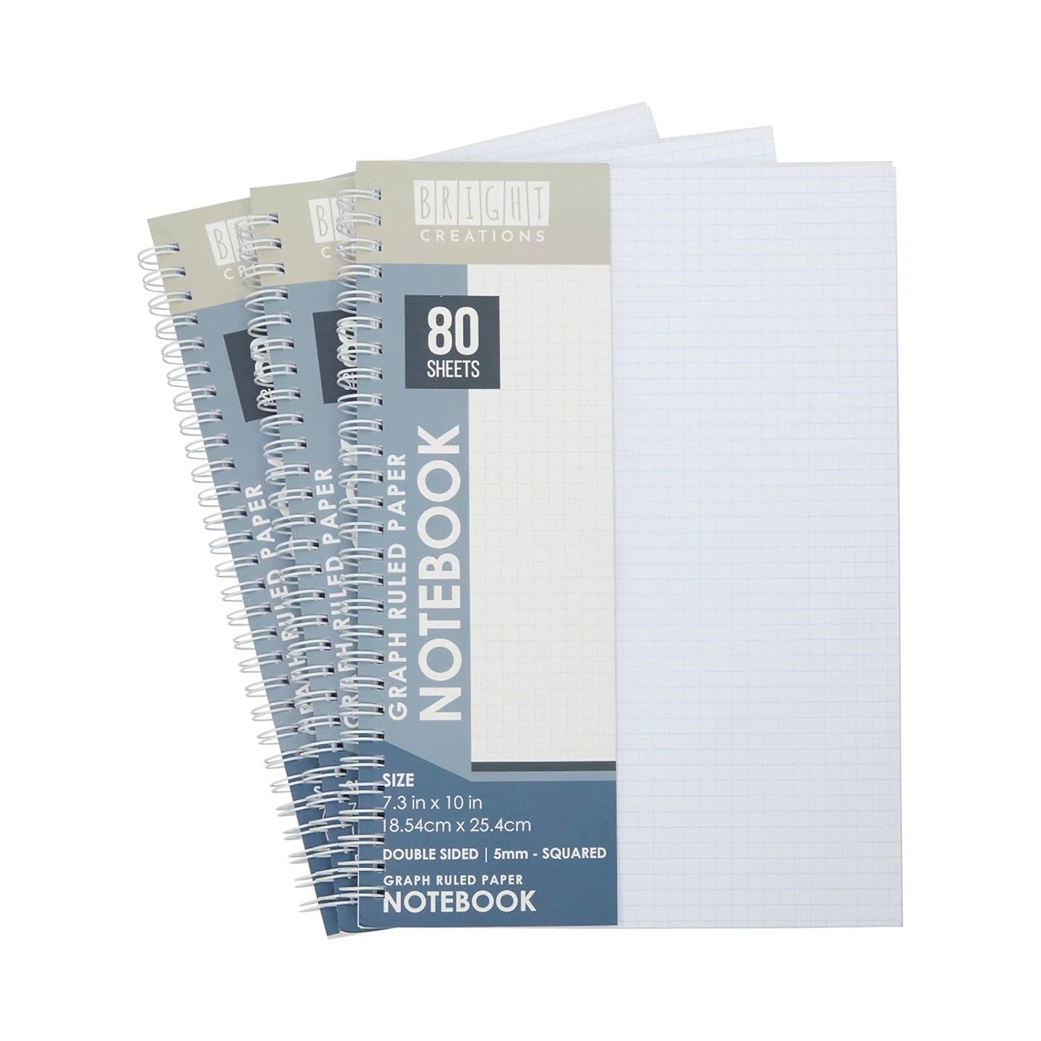 Grid Lined Notebook Set, 80 B5 Graph Paper Sheets for Math, Engineering ...