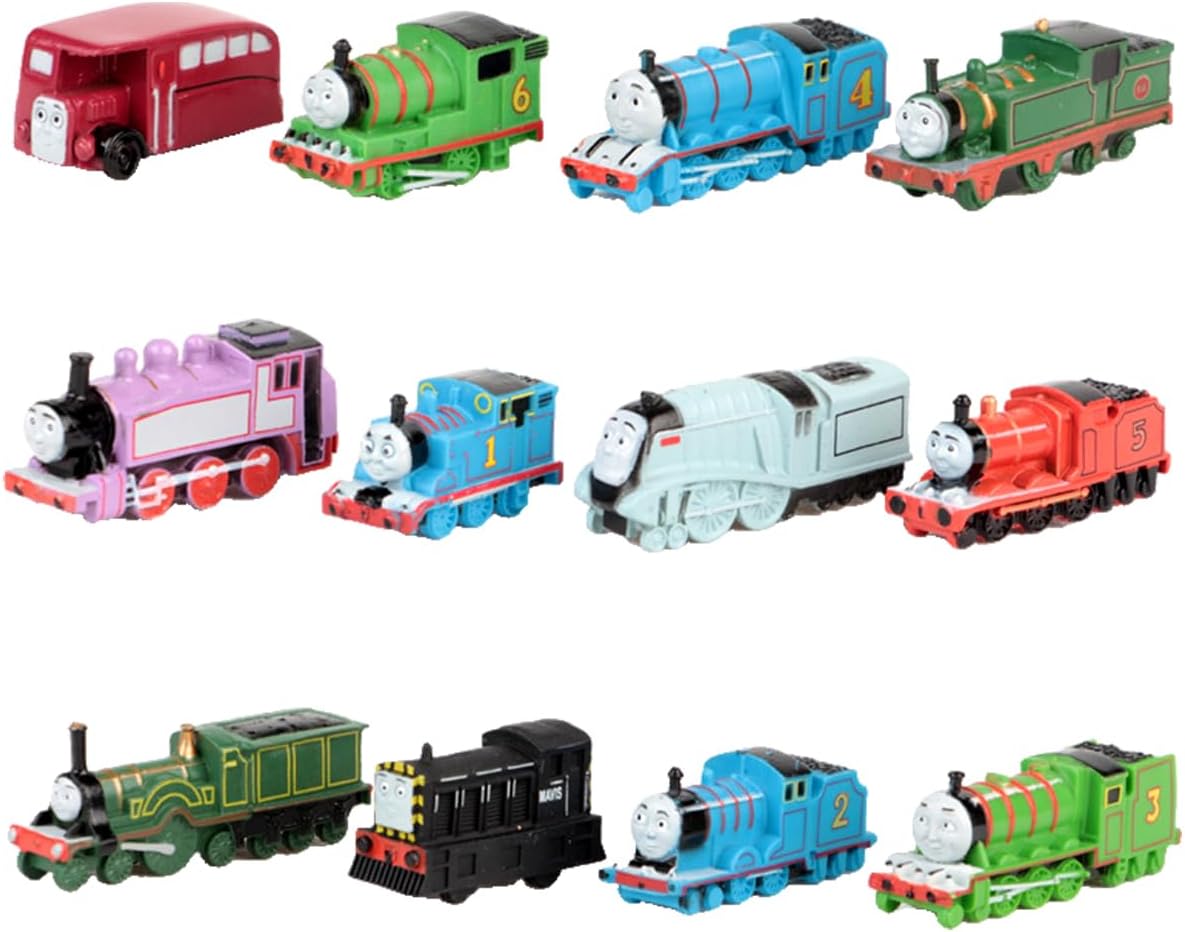 BSNRDX 12Pcs Mini Trains Cake Topper Set，Mini Pull Back Cars and Trucks ...