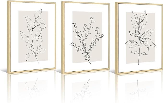 Amazon.com: Neutral Botanical Prints Wall Art Decor Plant Minimalist Canvas Pictures Vintage ...