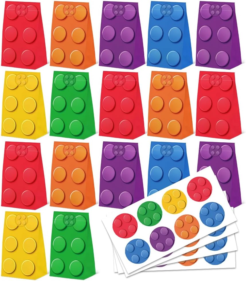 Amazon.com: 24 Pcs Colorful Building Block Theme Party Bag,24 Pcs ...