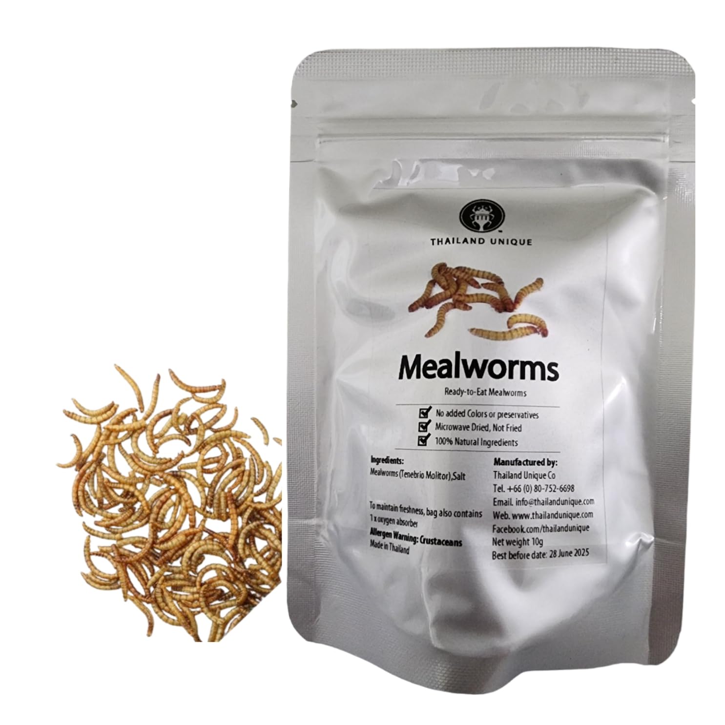 Amazon.com : Thailand Unique Mealworms - 10 Gram Bag of Dehydrated ...