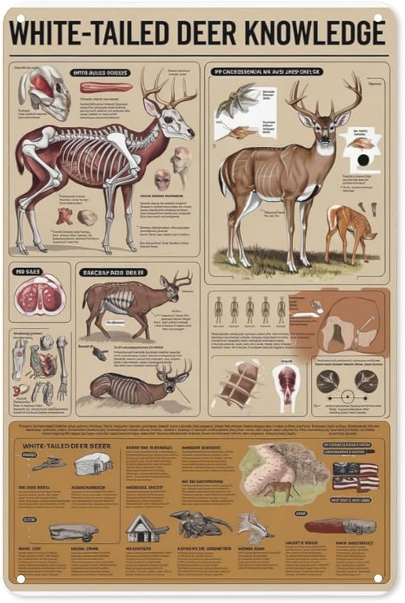 Amazon.com: Deer Anatomy Tin Sign 8X12IN Educational Metal Wall Art for ...