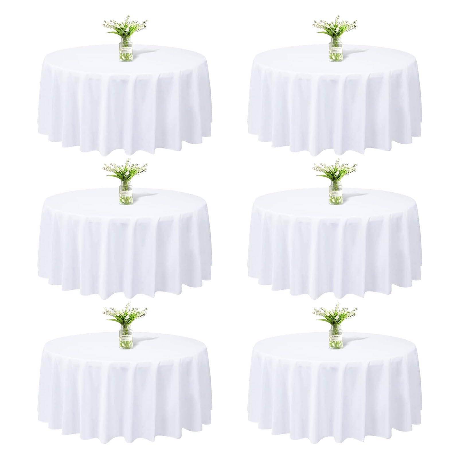 Kapwall 6 Pack 108 Inch Round White Tablecloth - Circle Bulk Polyester ...