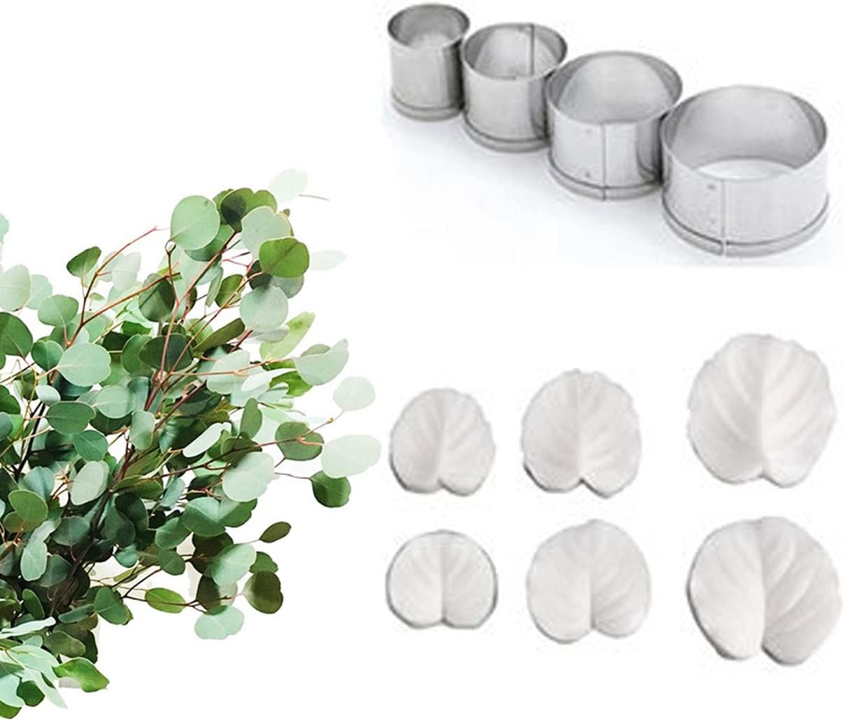 Eucalyptus Leaves Fondant Mould Sets 10pcs Cookie Cutters+Silicone ...