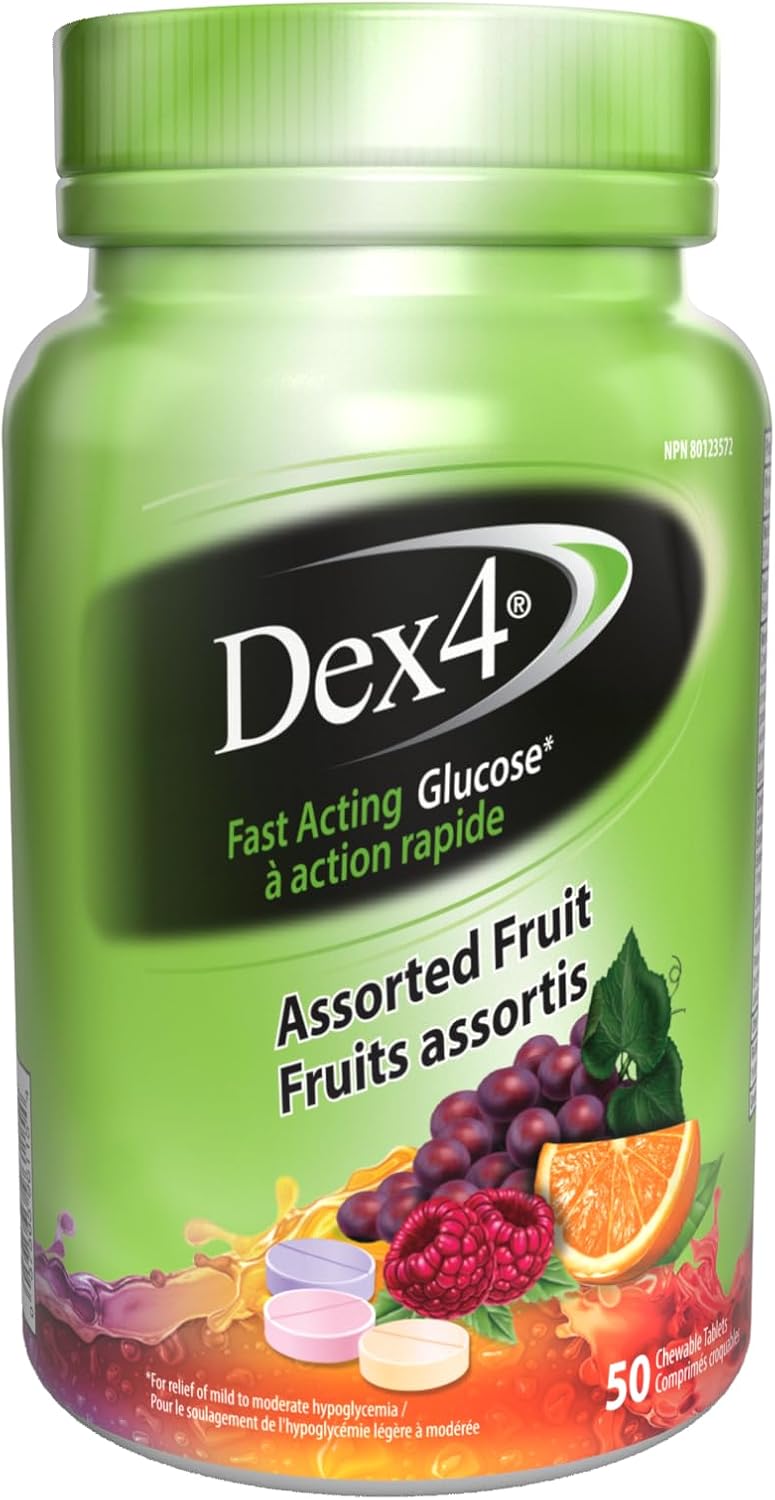 Dex4 Glucose Tablets, Assorted Fruit, 50 Count Bottle, Each Tablet ...