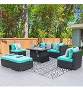Amazon.com: RADIATA 9 Pieces PE Wicker Heated Patio Furniture Sectional ...