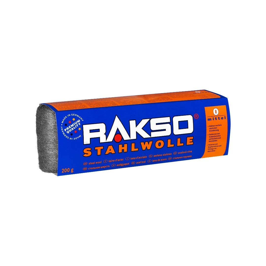 RAKSO Stahlwolle Banderole 200g mittel 0 glättet Holz, entfernt Schmutz ...