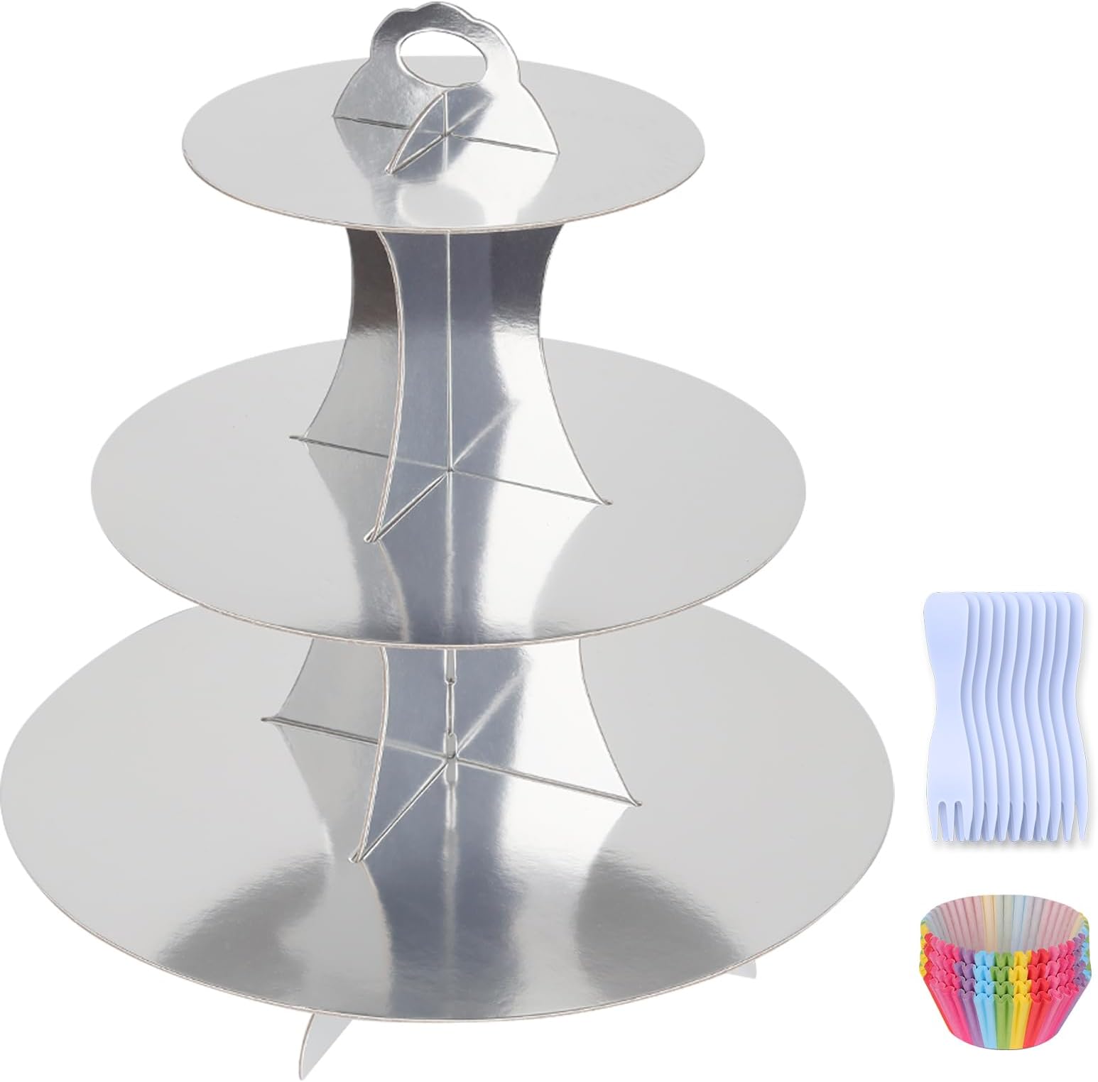 Amazon.com: Cupcake Stand Set 3-Tier Cardboard Cupcake Stand - Round ...