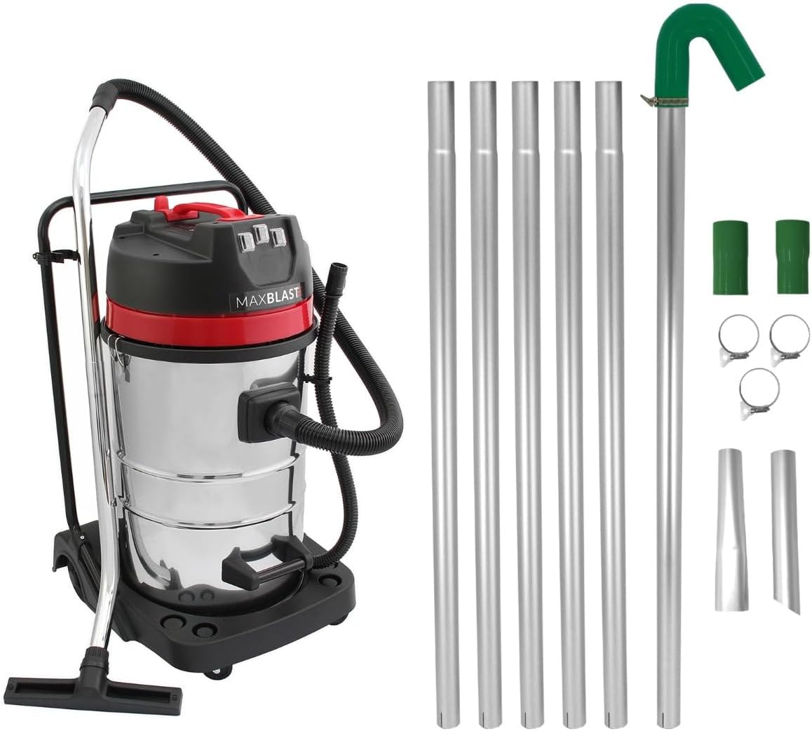 Gutter Cleaning System 80L Wet & Dry Hoover & 24ft Gutter Vacuum Pole ...