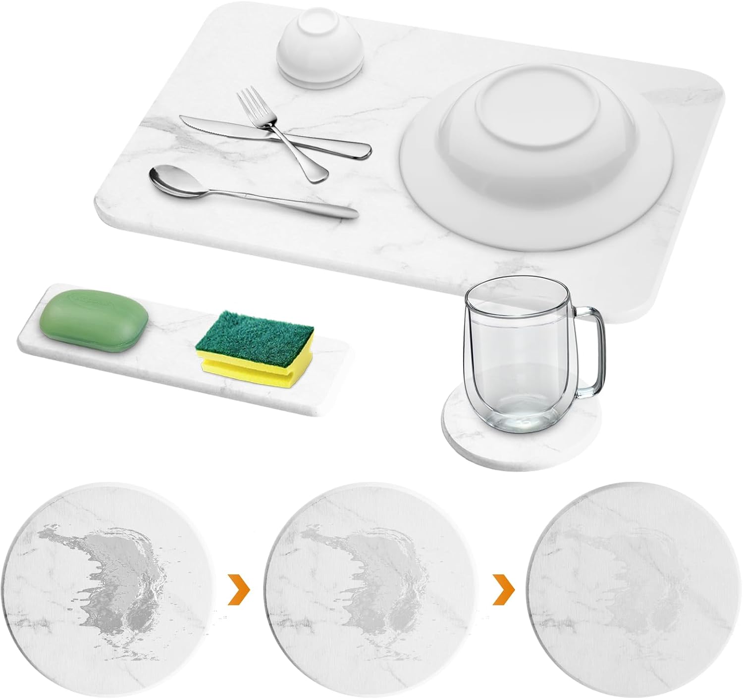 Amazon.com: 3 Pack Stone Drying Mat for Kitchen Counter, Heat Resistant ...