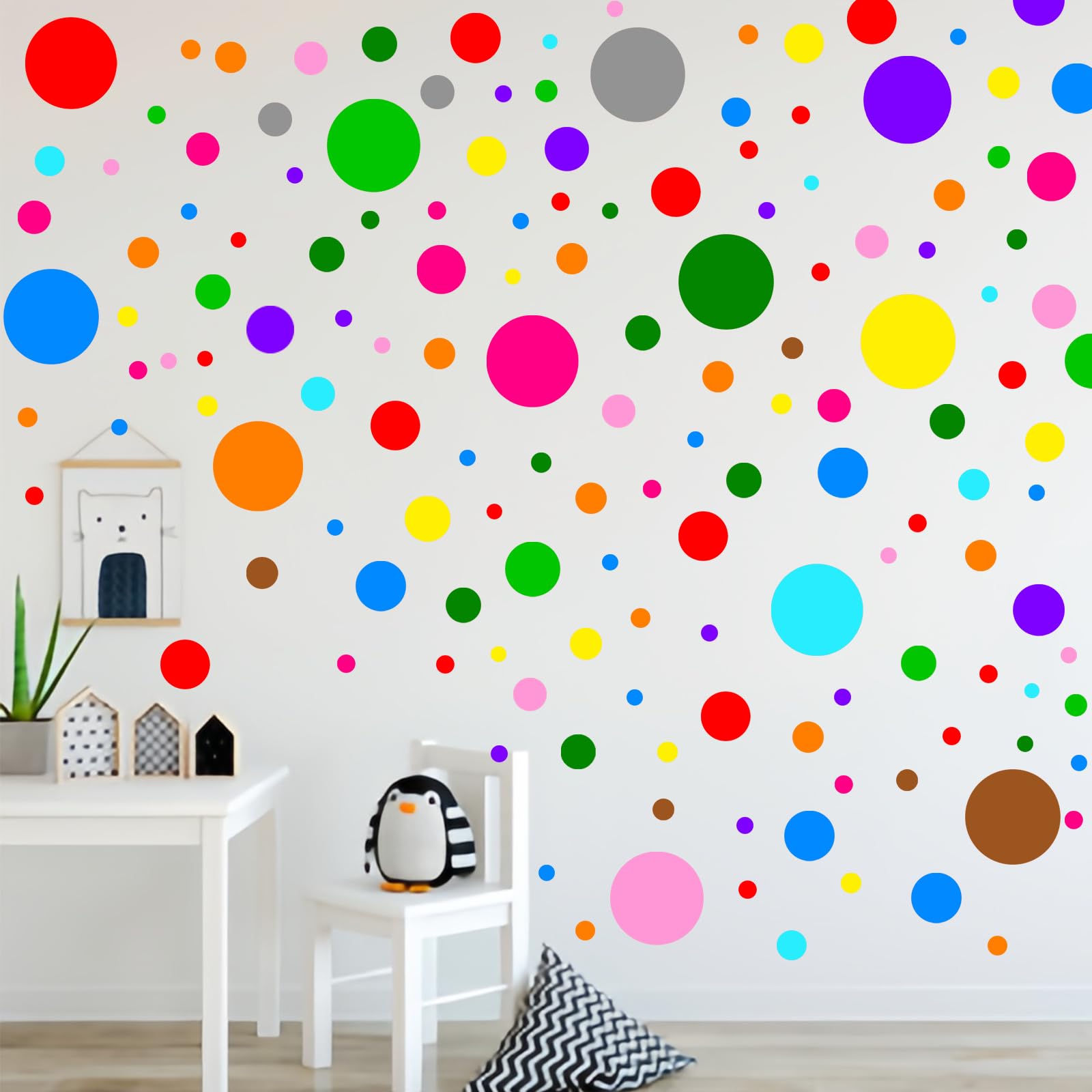 Amazon.com: 12 Sheets 252 Pcs Colorful Wall Decals Polka Dot Wall ...
