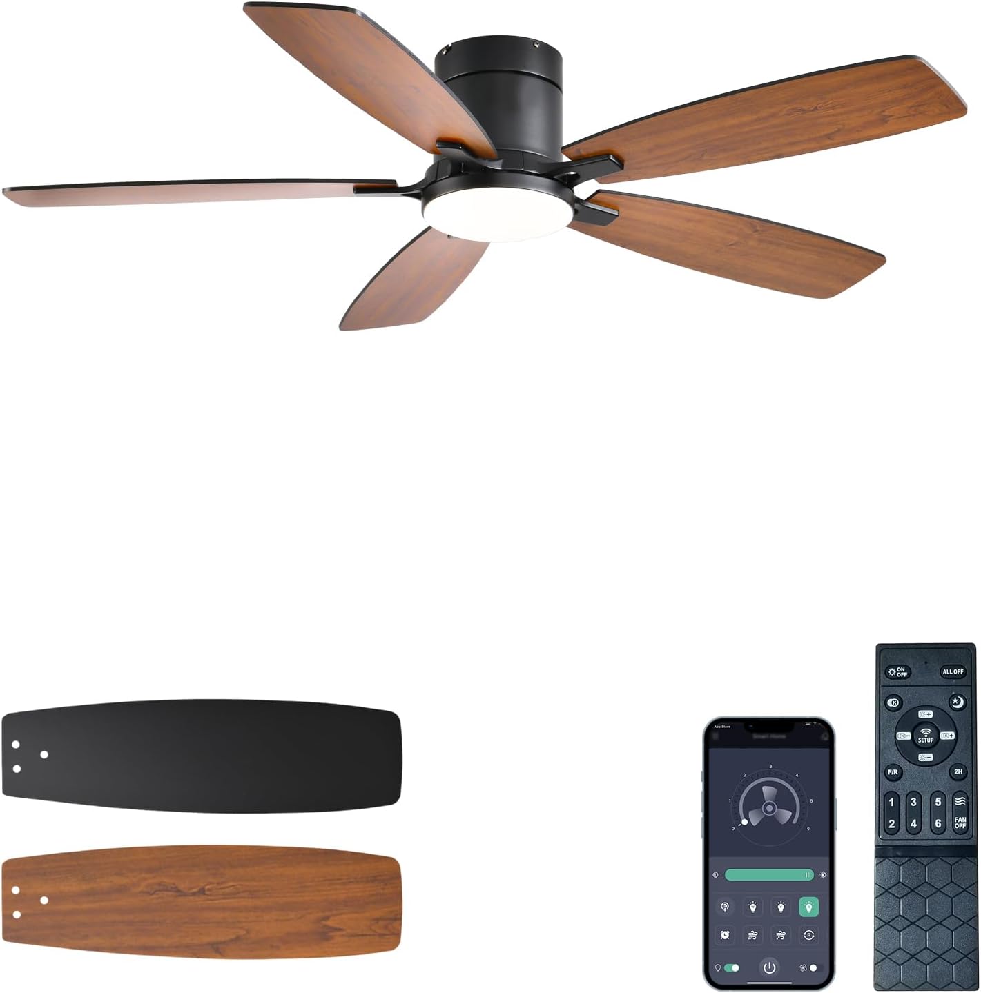 Amazon.com: Soilsiu 52 Inch Low Profile Ceiling Fans with Lights and ...