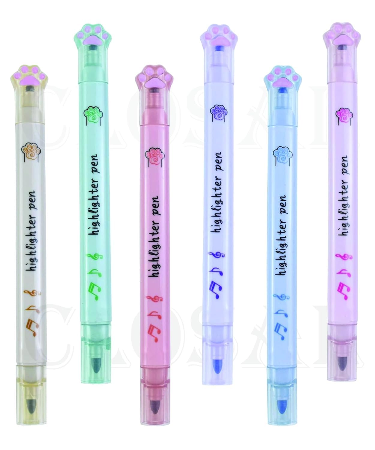 6Pcs Cute Highlighters | Double Ended Highlighter Pens | Pastel Markers ...