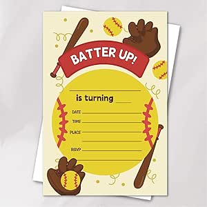 Amazon.com : VNWEK Baseball Birthday Party Invitations With Envelopes ...